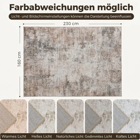HOMCOM omyvatelný koberec s abstraktním vzorem, 230 × 160 cm, hnědá