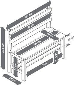 Tchibo - Malá zahradní lavice »Lenja« s policí - barva: hnědá