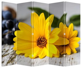Paraván - Žlutá květina (210x170 cm)
