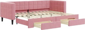 Válenda s přistýlkou a zásuvkami růžová 80 x 200 cm samet 3196735