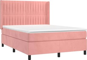 Box spring postel s matrací růžová 140x200 cm samet 3132806