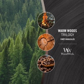 WoodWick – HearthWick Trilogy svíčka Warm Woods (Hřejivé dřevo), 453 g