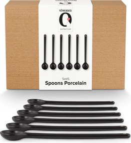 vtwonen Matt Black set 6 velkých porcelánových lžiček, černý (Velké čajové lžičky)