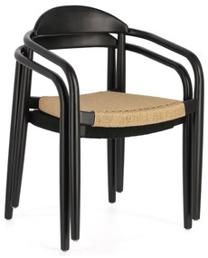 Černá dřevěná jídelní židle Kave Home Nina s černým výpletem