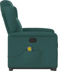 Zvedací masážní polohovací křeslo tmavě zelené textil 3303150