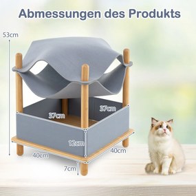 Costway Cat House 2patrový bambusový vyvýšený lůžko pro kočky s úložným