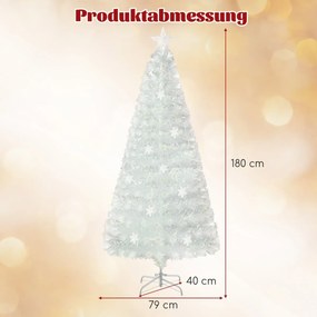 Costway Umělý vánoční stromek 180 cm s barevnými LED světly a optickými vlákny