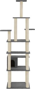 Škrabadlo pro kočky se sisalovými sloupky tmavě šedé 183 cm 171484