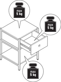 Tchibo - Noční stolek »Klaar« se zásuvkou - barva: bílá