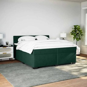 Box spring postel s matrací tmavě zelená 200x200 cm samet 3288711