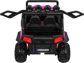 Ramiz Terénní bugina pro děti růžová + pohon 4x4 + dálkové ovládání + nosič zavazadel + rádio MP3 + LED