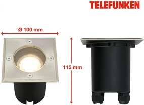 TF 322802TF TELEFUNKEN venkovní svítidlo do země, vodotěsné IP67, tvrzené sklo, GU10 patice, hranaté - BRILONER