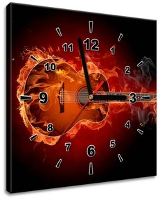 Gario Obraz s hodinami Hořící kytara Rozměry: 100 x 40 cm