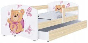 Dětská postel LUKI se šuplíkem DUB SONOMA 160x80 vzor MEDVÍDEK 2