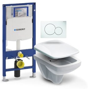 Závěsný WC set Geberit Duofix (modul, tlačítko Sigma 01 bílá, Nova Pro klozet + sedátko) B1F