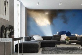 DIMEX | Samolepicí vliesová fototapeta na zeď Paprsky mezi mraky MA-5-2321 | 375 x 250 cm | modrá, bílá, šedá