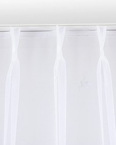 Záclona na dvojitých hačcích flex barva bílá látka poloprůhledná, pletený vzor, vzorované