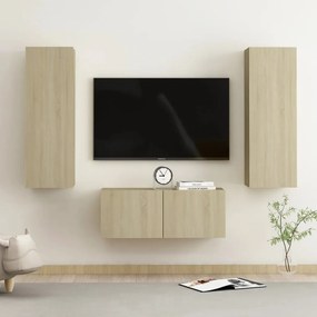 3dílný set TV skříněk dub sonoma kompozitní dřevo 3078973
