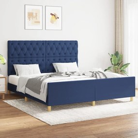 Rám postele s čelem modrý 160x200 cm textil,  3125314