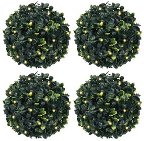 Umělé buxus koule s LED světly 4 ks zelené 12 cm