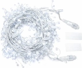 Eco Fix světelný řetěz venkovní s krystalky, 8 m, ledově bílá, 80 diod, 36 V, čirý kabel, IP44