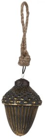 Černozlatá skleněná vánoční ozdoba ve tvaru žaludu XS - Ø 6*8 cm