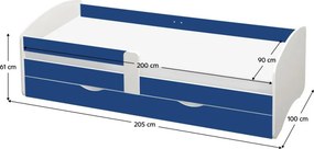Postel s roštem a úložným prostorem 90x200, bílá/modrá, COCOLINO Kondela 0000395620