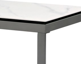 Autronic Stůl konferenční, deska slinutá keramika 120x60, bílý mramor, nohy šedý kov AHG-284 WT