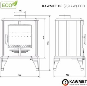 KAWMET Litinová krbová kamna P8 - 7,9 kW ECO
