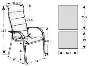 Doppler SALERNO MIAMI šedá - hliníková sedací souprava 6+1/stůl 150x90