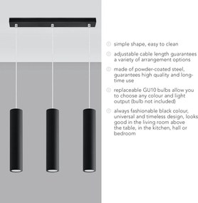 Černé kovové závěsné svítidlo Castro – Sollux