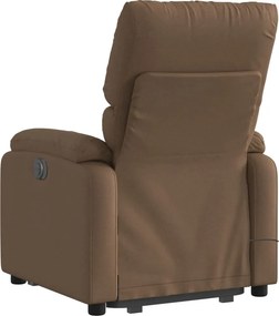 Zvedací masážní polohovací křeslo hnědé textil 3204840
