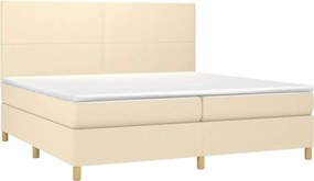 Box spring postel s matrací krémová 200x200 cm textil 3142206
