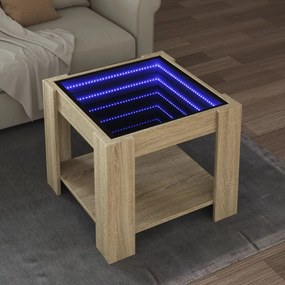 Konferenční stolek s LED dub sonoma 53 x 53 x 45 cm kompozit