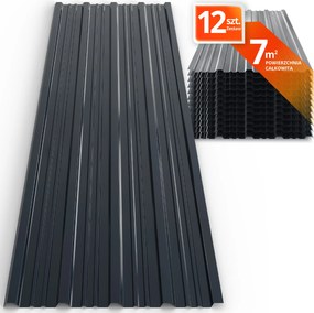 Trapézový plech sada 12 ks antracitová 129x46cm 7m² pozinkované odolné vůči počasí stabilní