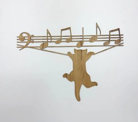 dřevo života Dřevěný obraz CAT MUSIC - II. jakost Zvolte rozměr (cm): 60x44, Zvolte barvu dekoru: Dub zlatý