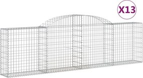 Klenuté gabionové koše 13ks 300x30x80/100 cm pozinkované železo 3146514