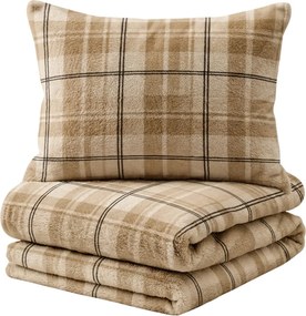 Mikroplyšové povlečení PLAID krémové Rozměr povlečení: 70 x 90 cm | 140 x 200 cm