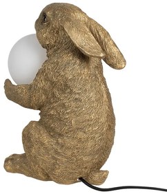 Stolní lampa ve tvaru zlatého zajíčka držícího žárovku – 27x19x35 cm