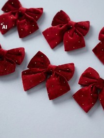 Sinsay - Vánoční mašle se sametovým povrchem 6 pack - červená