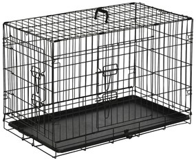 Přepravní box PawHut pro malá zvířata 76x46x52cm, skládací, kovový, černý, ideální pro cestování a bezpečnost | Aosom.de