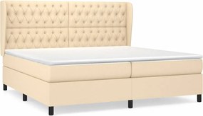 Box spring postel s matrací krémová 200x200 cm textil 3128234