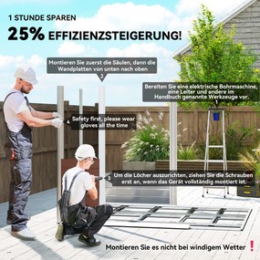 Outsunny Zahradní Kůlna 4,4 m², Zahradní Dům s Pultovou Střechou, Posuvné Dveře, Základna, Snadná Montáž 240 x 206 x 198 cm, Kůlna z Pozinkované Ocel…