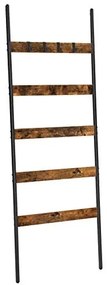 Žebříkový regál s 5 příčkami, ocel-dřevěný design, 176x65 cm