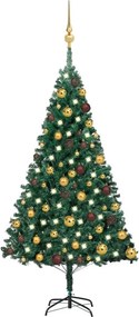 vidaXL Umělý vánoční stromek s LED a sadou koulí zelený 120 cm PVC [3077711] Barva: Zeleno-šedý