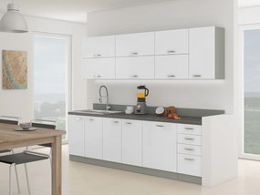 Kuchyně Multiline IV, Barva: šedá / bílý lesk, Dřez: ne, Příborník: ne, Pracovní deska do kuchyně: bez pracovní desky