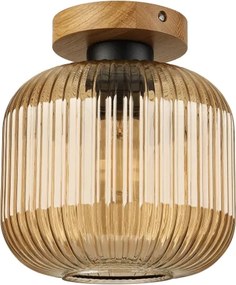Stropní svítidlo MILOU WOOD 1xE27/15W/230V dub/kouřová béžová pr. 20 cm
