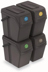 Prosperplast Sada 4 odpadkových košů SORTIBOX II 4x25 litrů Barva: Antracit, kód produktu: , objem (l): 4x25