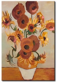 Obraz Květiny inspirované Van Goghem (1-dílný) - slunečnice ve váze