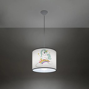 Dětské závěsné svítidlo Unicorn, 1x plastové stínítko se vzorem, (fi 30cm)